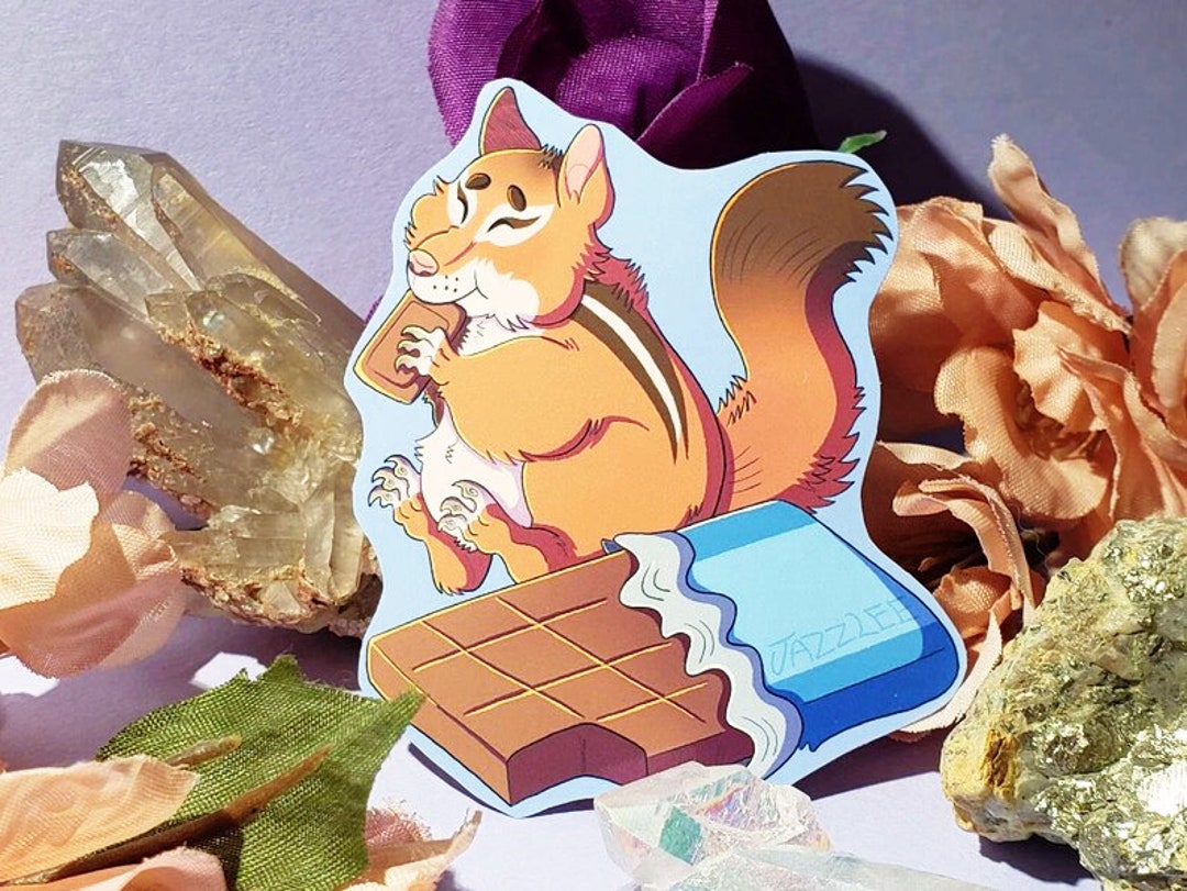 Chocolate Bar Chipmunk Sticker Cute Dessert Animal Stationery Colorful ...