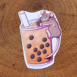 Boba Tea Mouse Sticker Cute Animal Stationery Rat Journal - Etsy