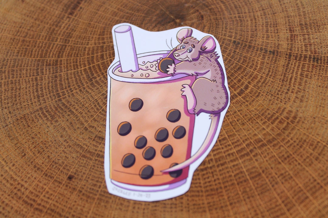 Boba Tea Mouse Sticker Cute Animal Stationery Rat Journal - Etsy