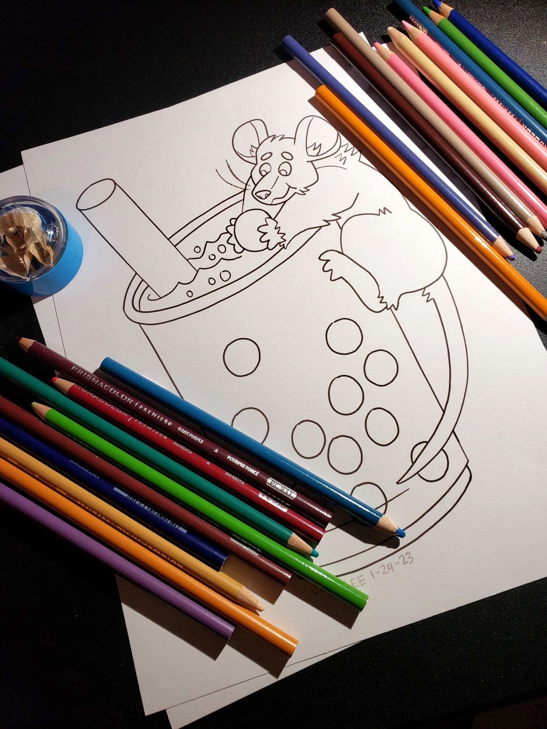 Boba Tea Mouse Coloring Sheet Kids Rat Activity Animal - Etsy