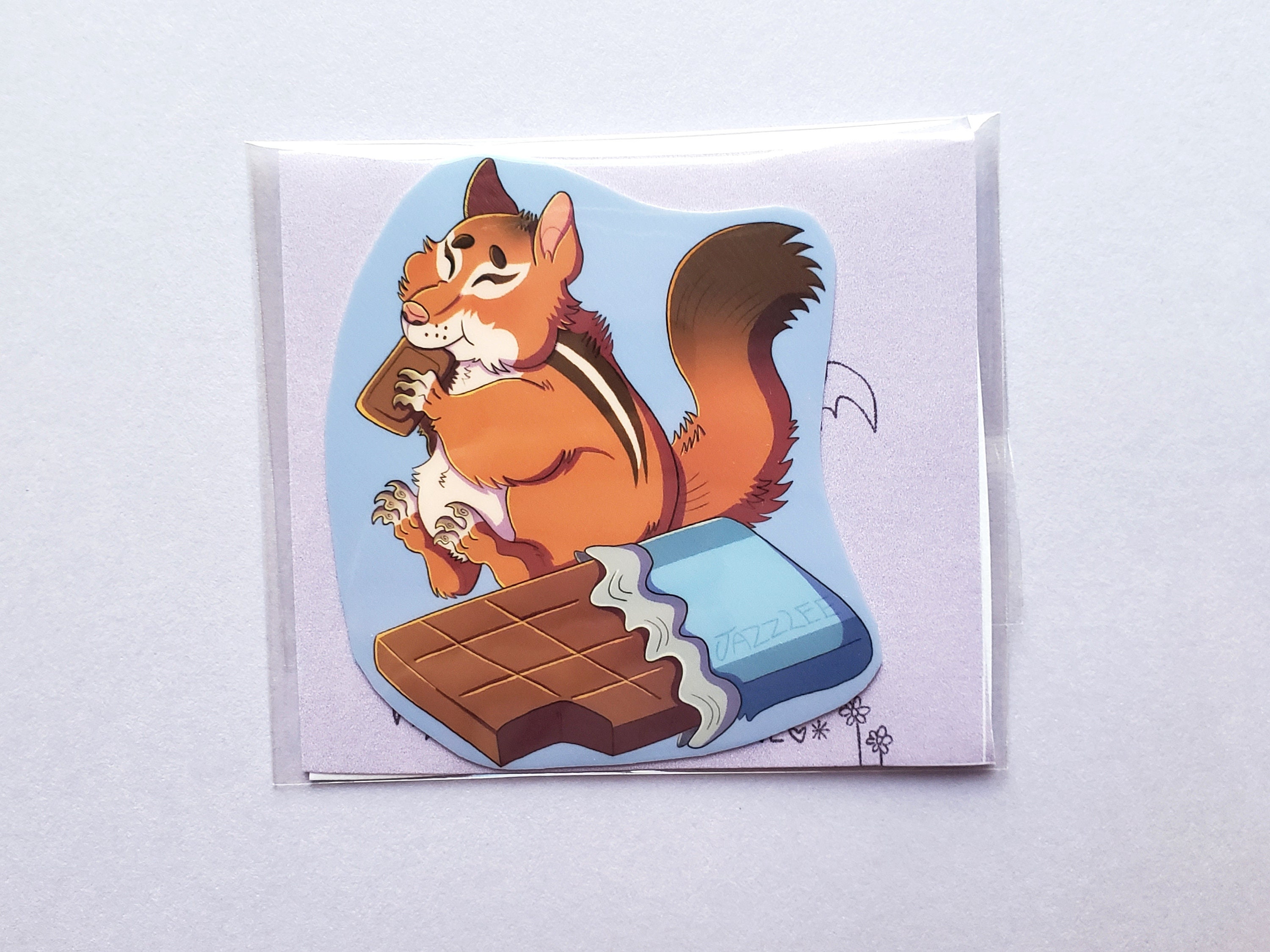 Chocolate Bar Chipmunk Sticker Cute Dessert Animal Stationery Colorful ...