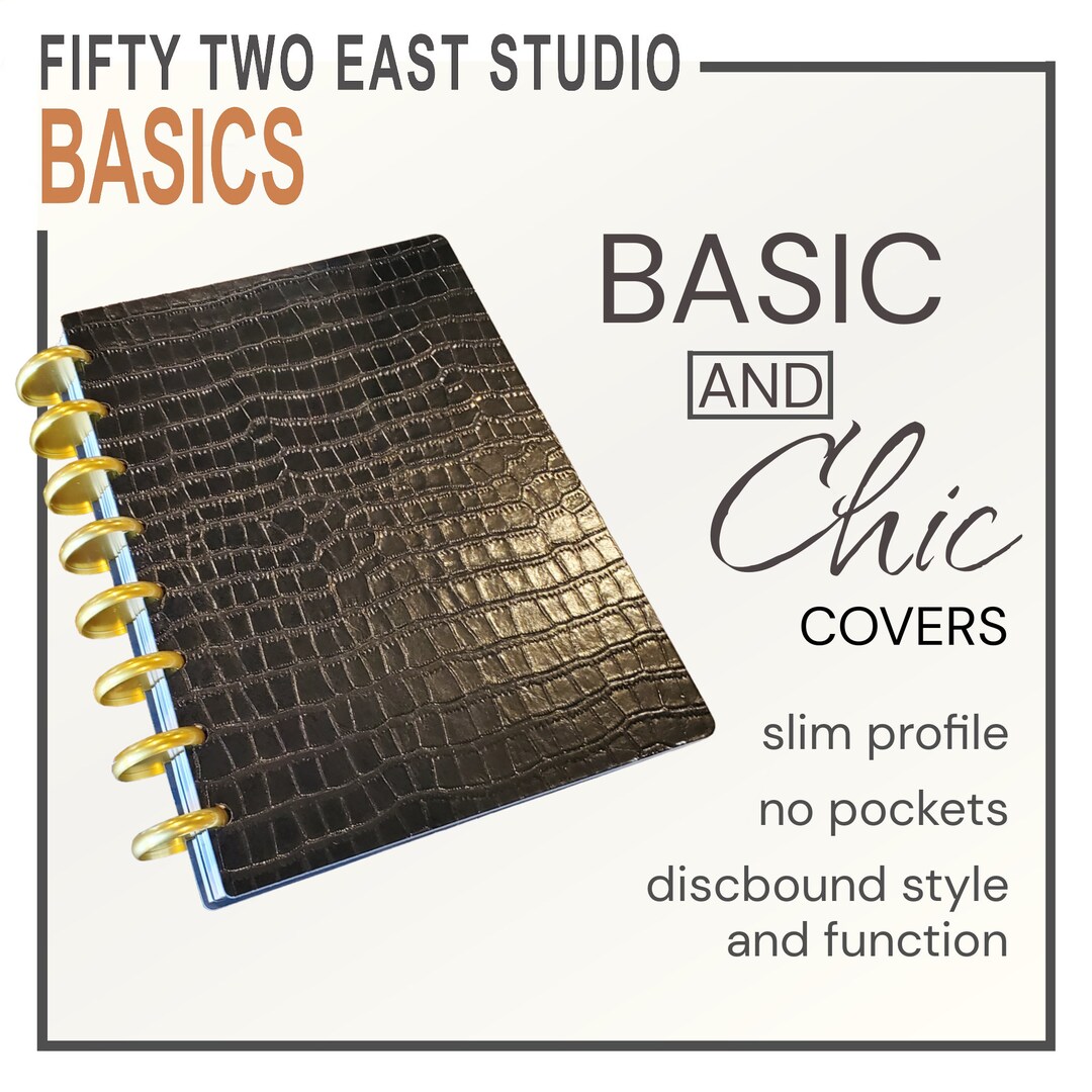 Minimalist Half Letter Discbound Notebook Covers - Black Faux Croc - Etsy