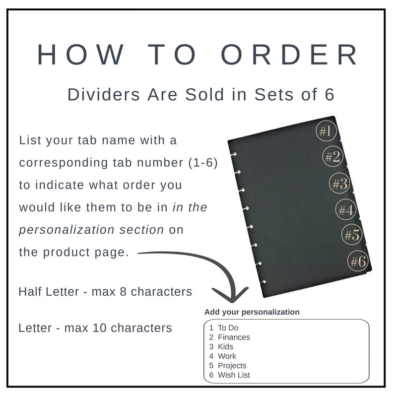 Custom Stamped Cardstock Discbound Dividers - Etsy