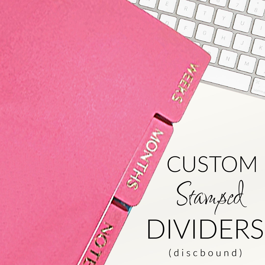 Custom Stamped Cardstock Discbound Dividers Pink-black-blue-red Foiled ...