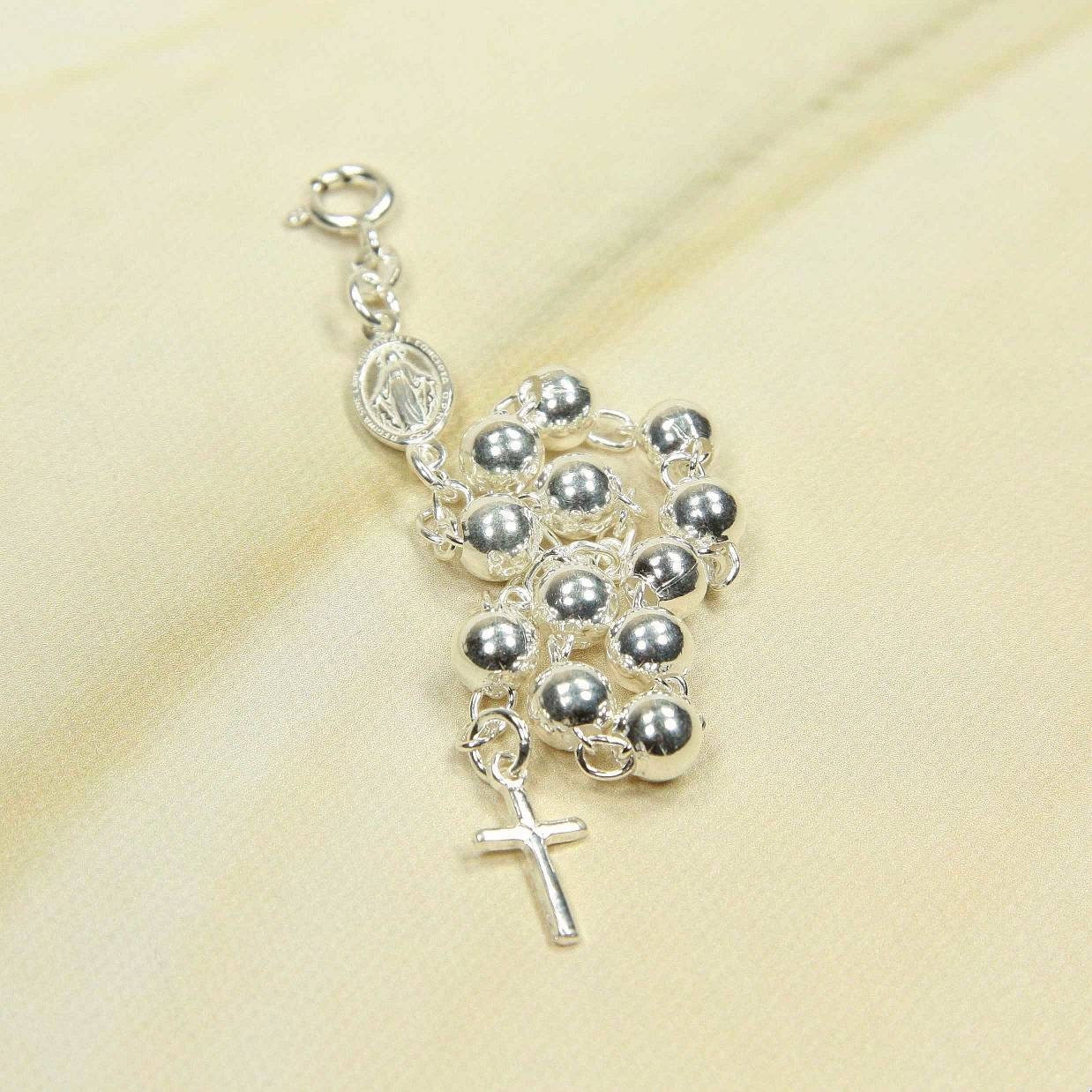 Silver Rosary Beads Bracelet 6 Mm Silver Beads Silver Bead - Etsy