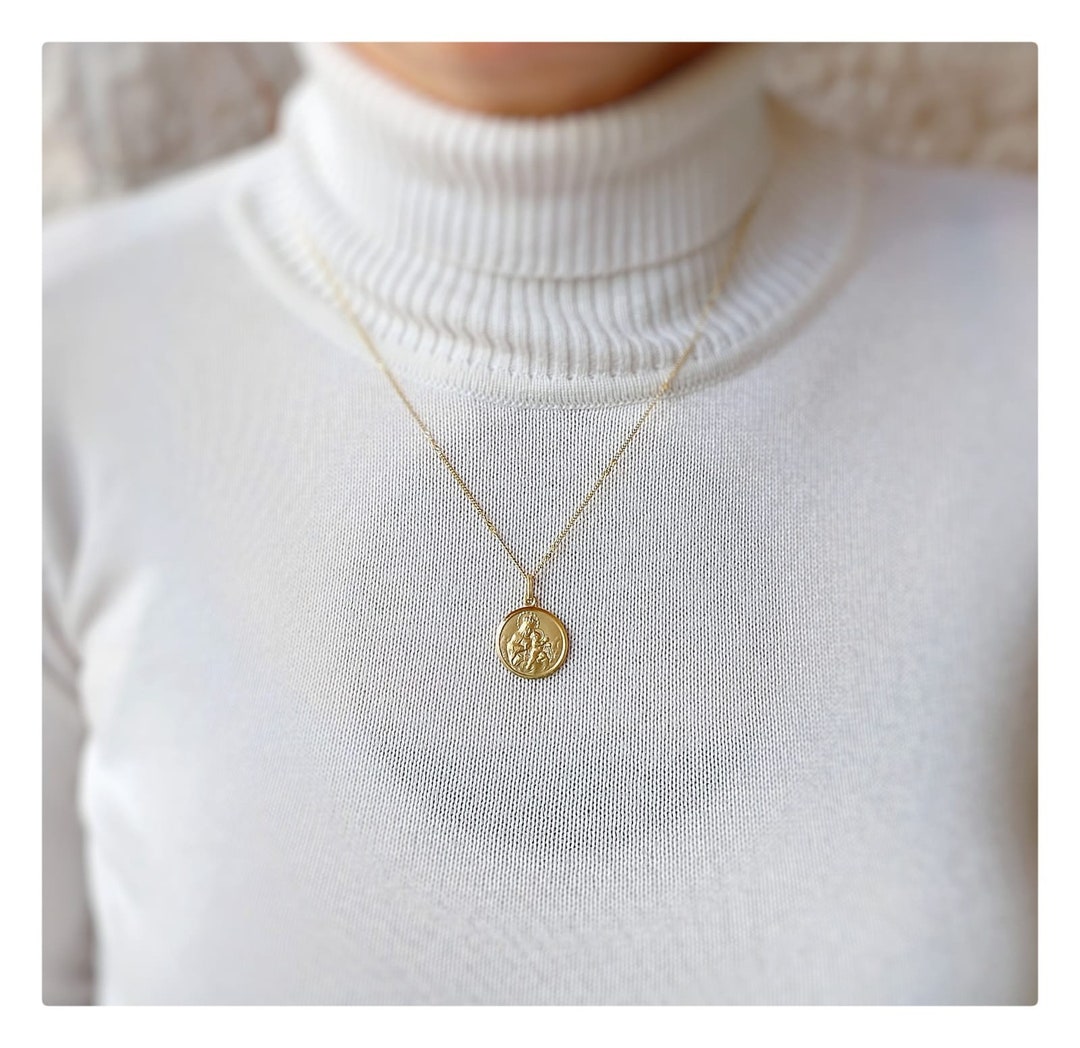 Scapular Medal 19 Mm, Gold Plated Scapular Necklace, Sacred Heart of ...