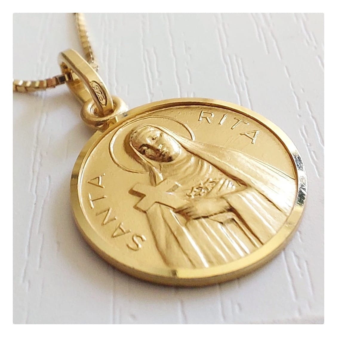 Saint Rita 15 Mm Necklace, Saint Rita Gold Plated Medal, Gold Coin ...