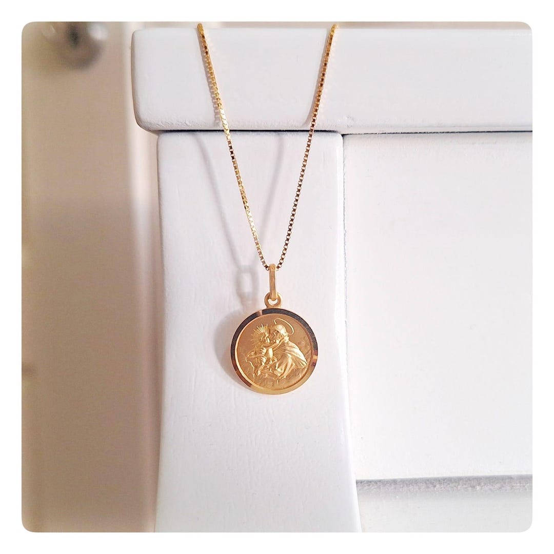 St Anthony of Padua 17 Mm Necklace, St Anthony Gold Plated Necklace ...