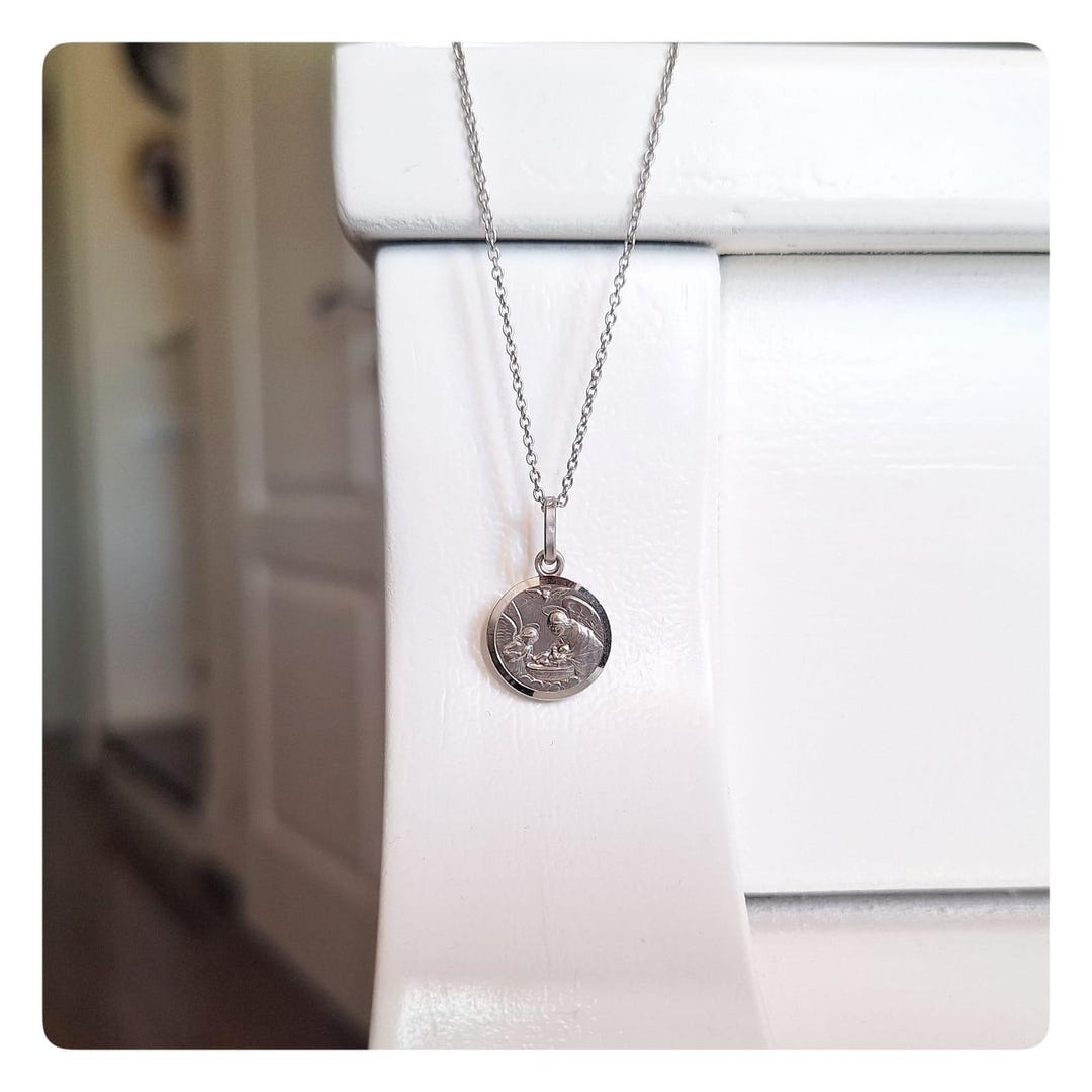 Baptism Necklace, Baptism Sterling Silver 13 Mm Medal, Gift for Baptism ...