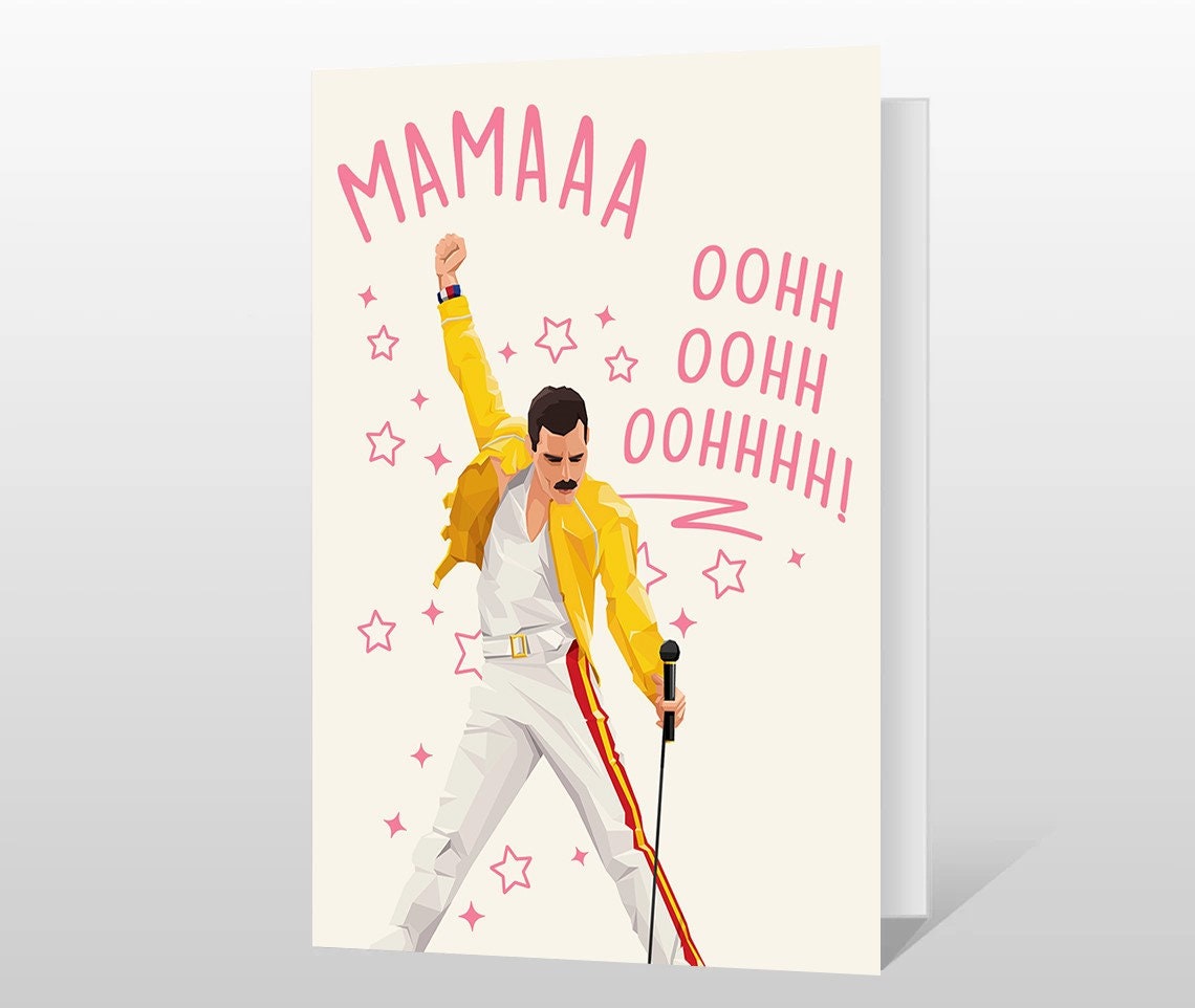 Paper Mamaa Ooh Ooh Ooooh Card,Freddie Mercury,Queen Band,Birthday Card ...