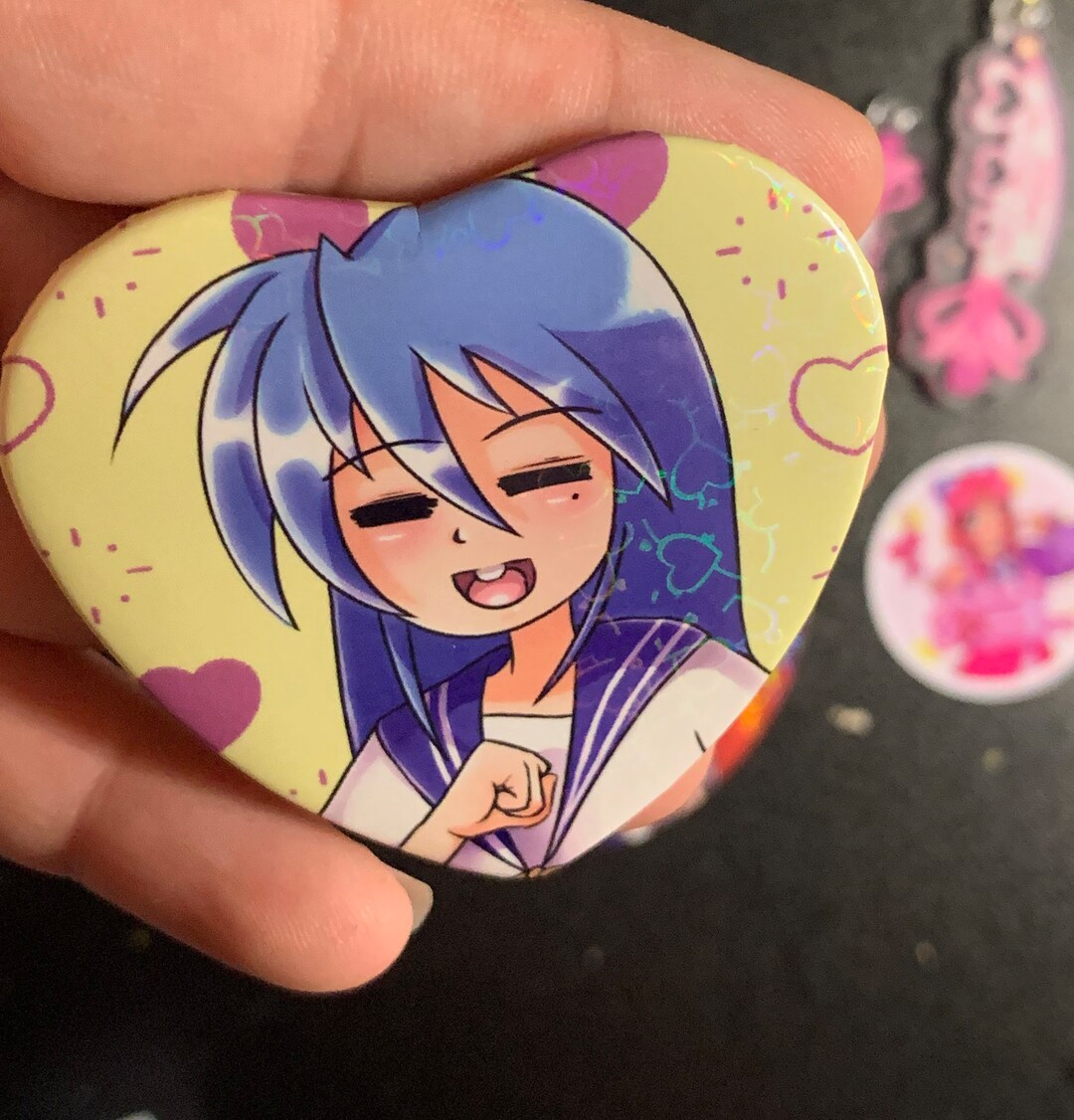 KAWAII ANIME Girl Holo Heart-shaped Button/badge - Etsy