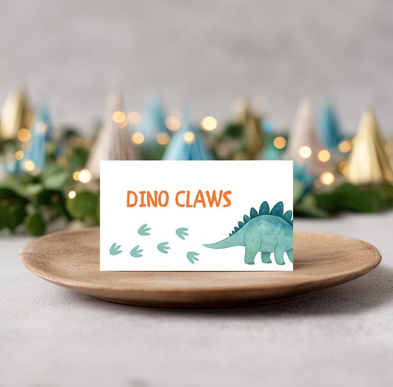 Dinosaur Food Labels Canva Template, Editable Dino Party Food Tents ...