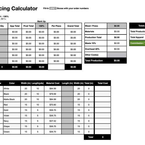2023 10 Design Vinyl Decal Pricing Calculator Spreadsheet - Etsy