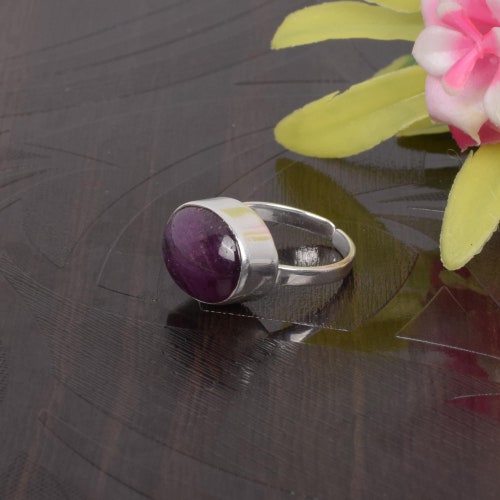Natural Dark Red Raw Ruby Gemstone 925 Sterling Silver Ring / - Etsy