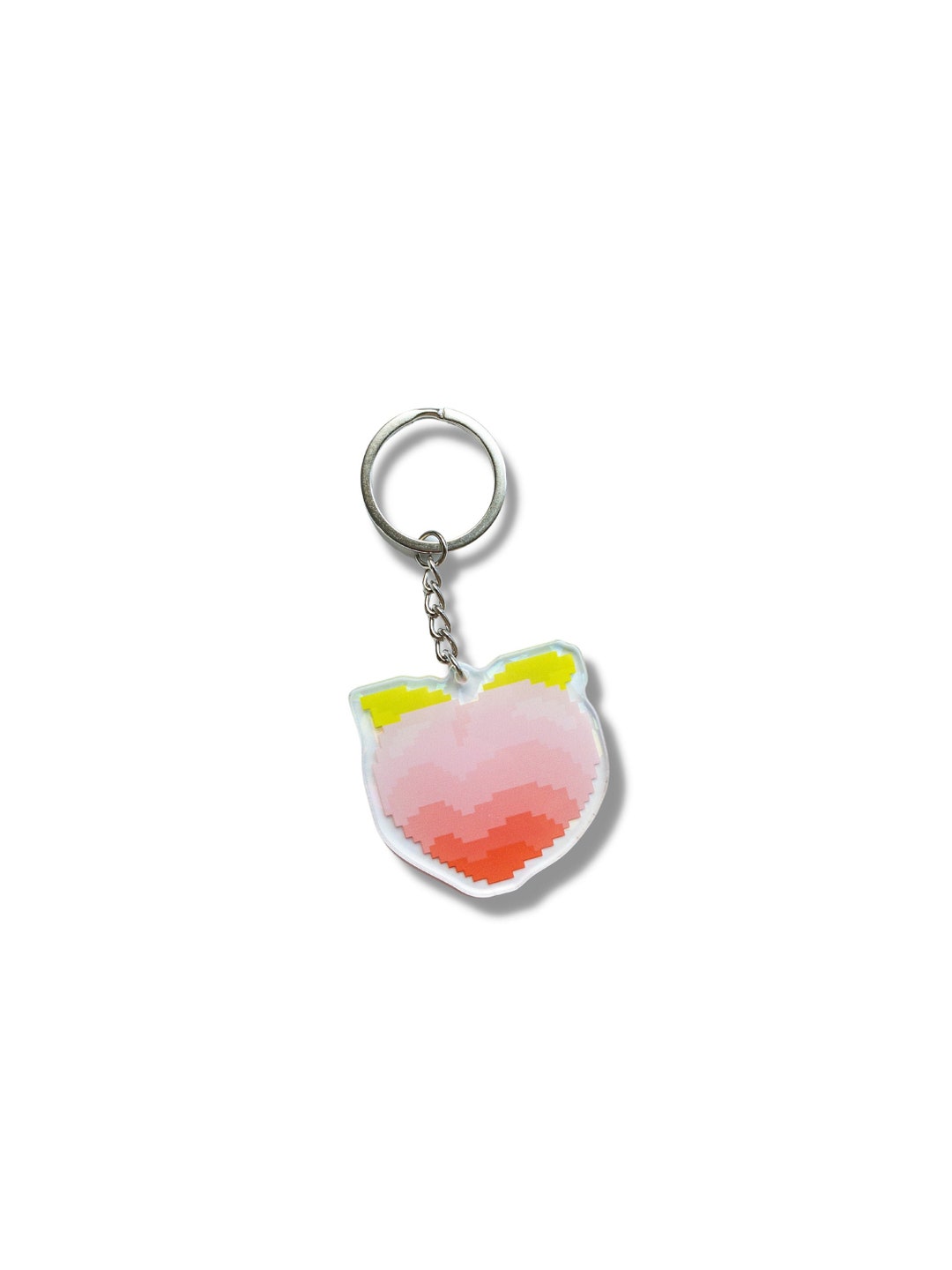 Pixel Art Peach Acrylic Keychain, Holographic Keychain, 8-bit Art ...