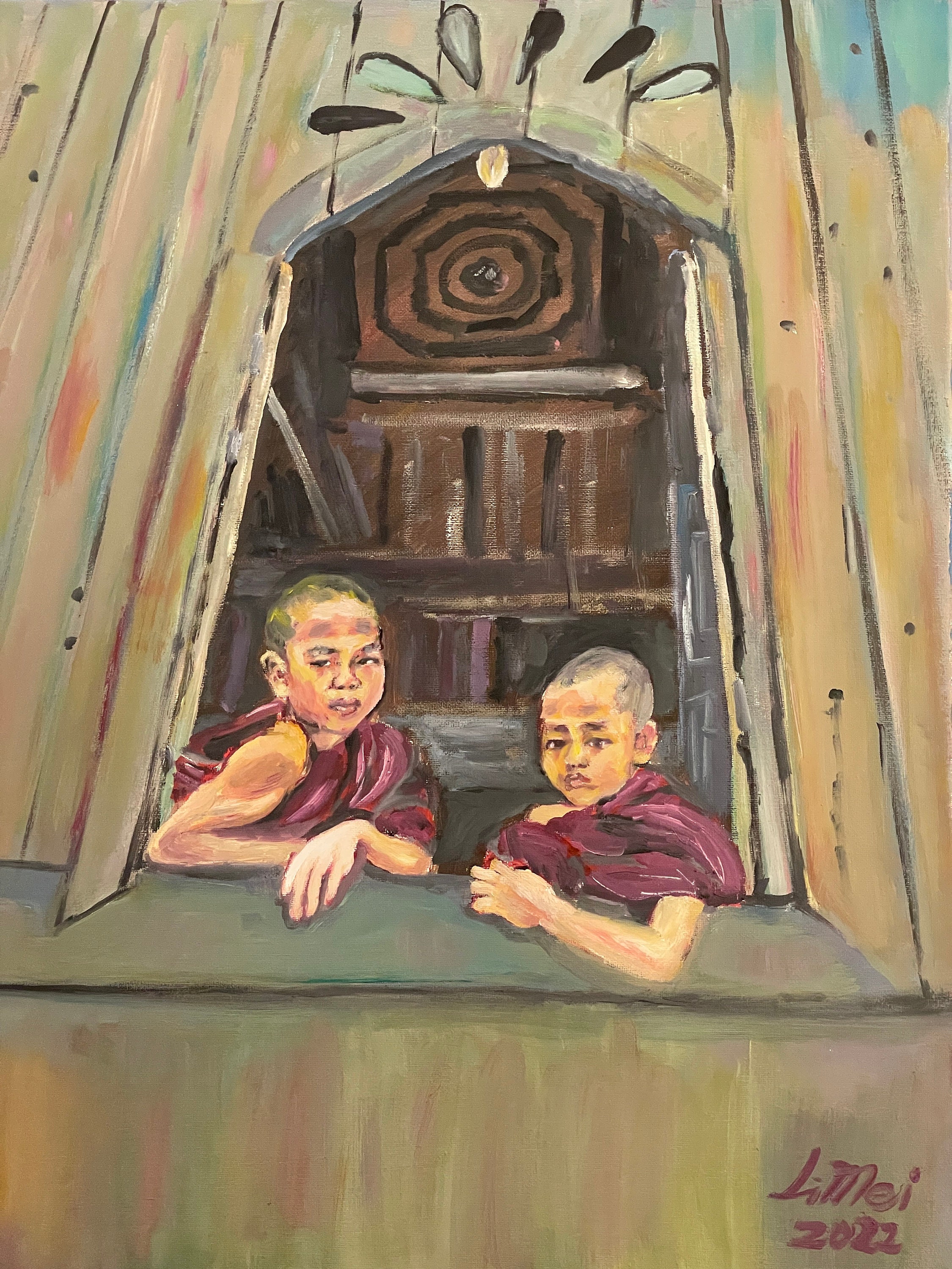 BOY BUDDHIST ART Buddhist Monk Art Buddhist Wall Art Original Oil ...