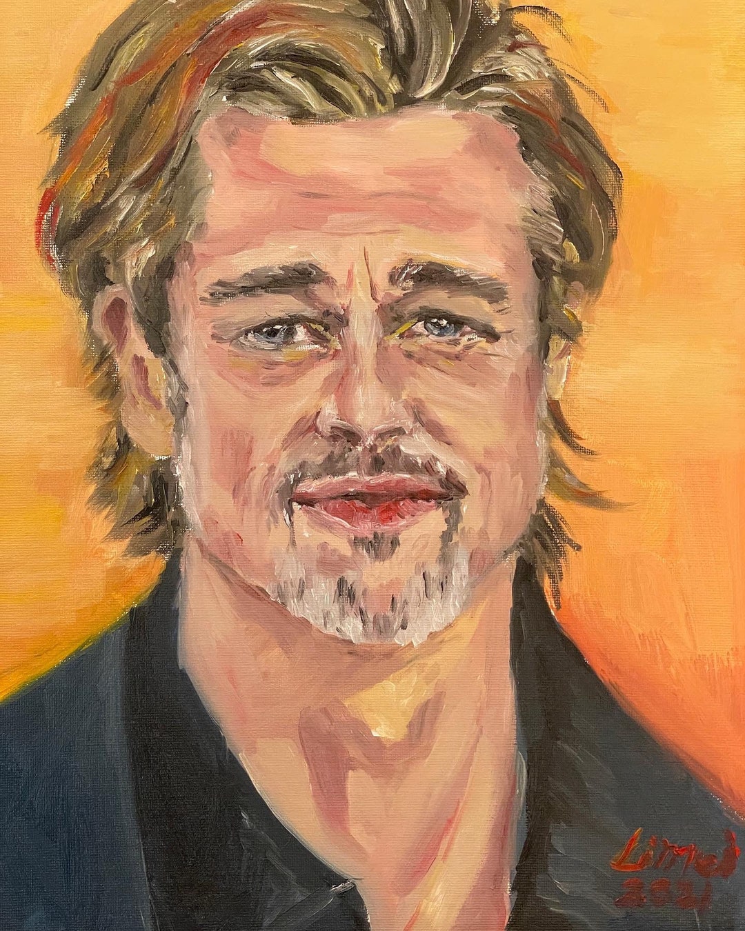 BRAD PITT PORTRAIT Brad Pitt Poster Men Art Canvas Handsome Men Art ...