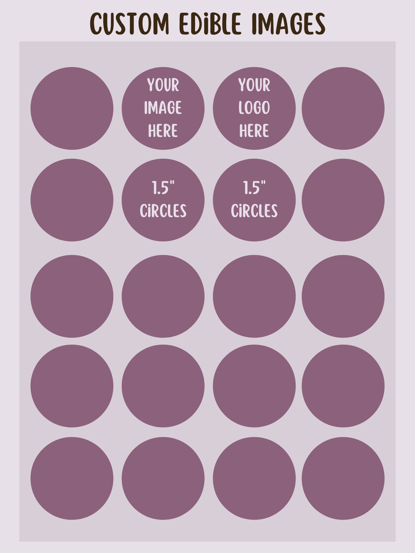 Edible Image Circles Your Images/logos Printed Multiple Sizes Round ...