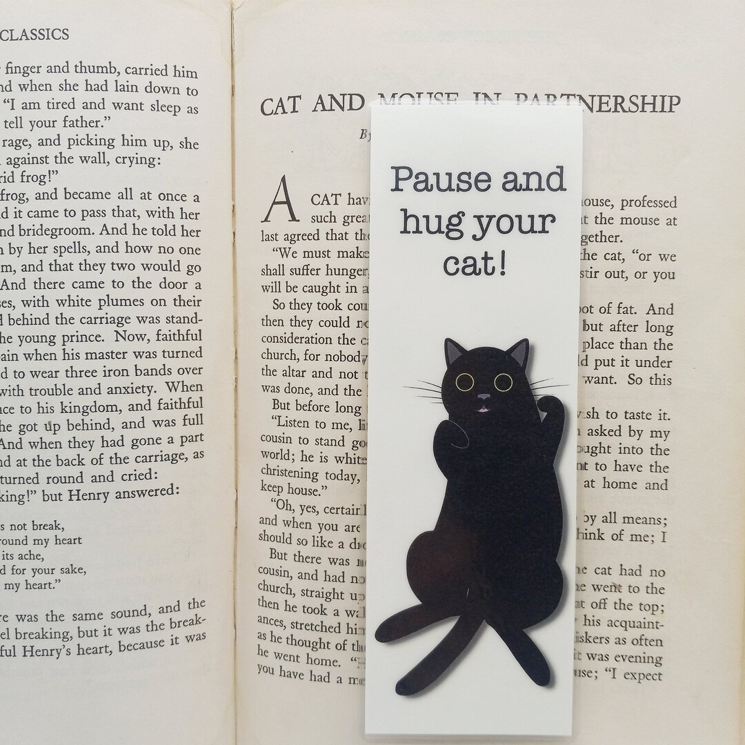 Black Cat Pause and Hug Your Cat Cat Bookmark - Etsy