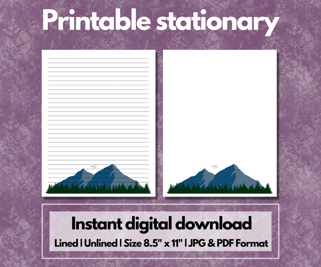 Mountain Scenery Printable Stationary Letter Digital Download Instant ...