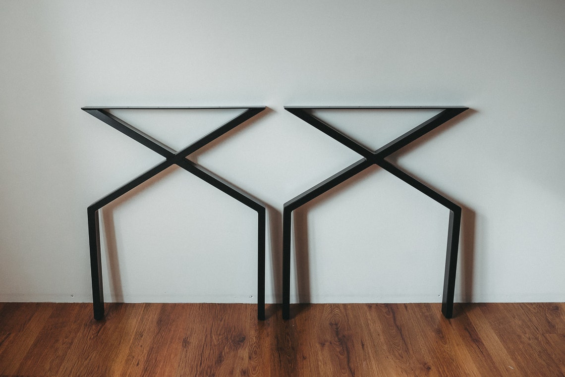 Table Legs Set of 2 Metal Table Base Steel Legs Wood - Etsy