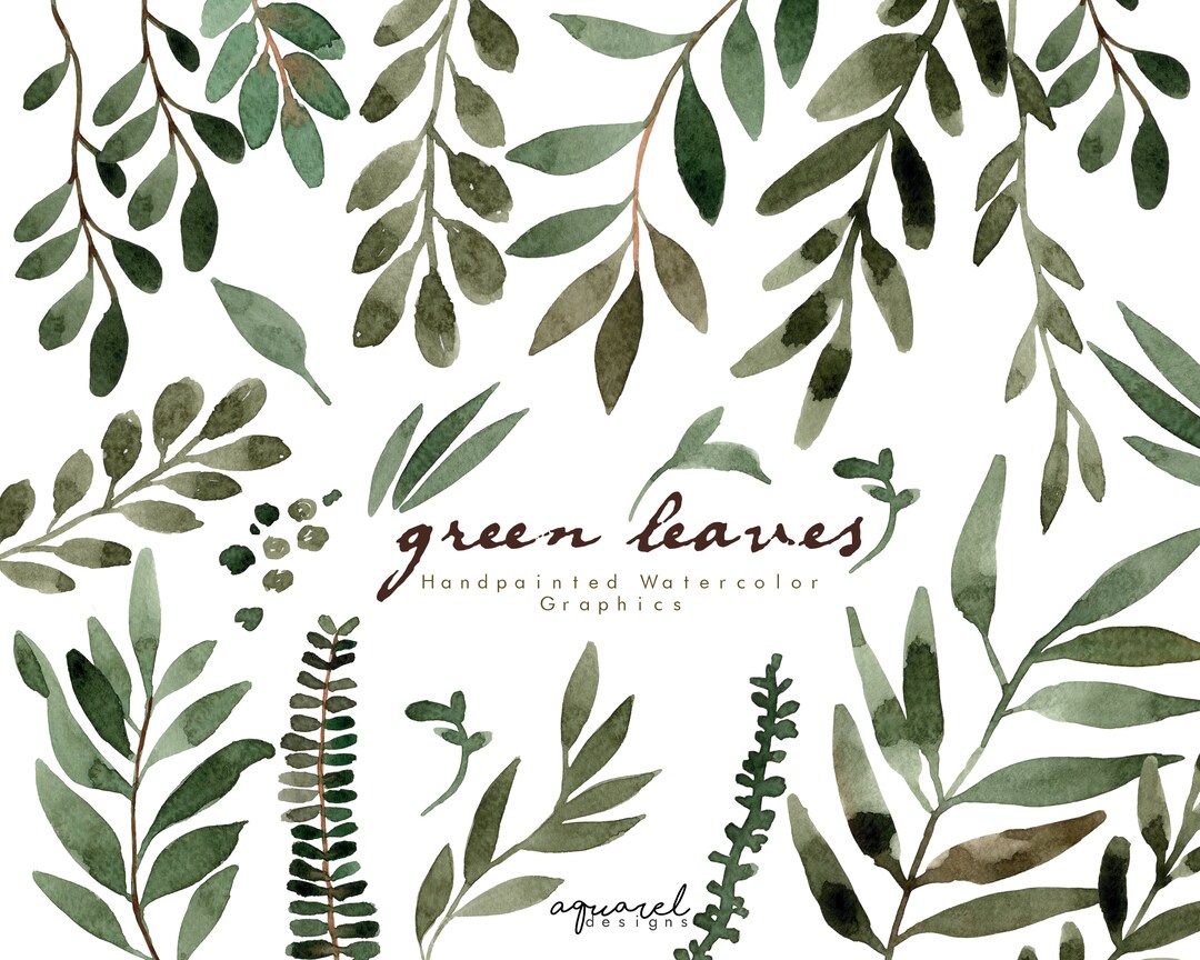 Watercolor Green Leaves Clipart | Greenery Leaves Leaf Branches and ...