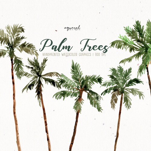 Watercolor Tropical Clipart. Greenery Palm Leaves Png - Etsy