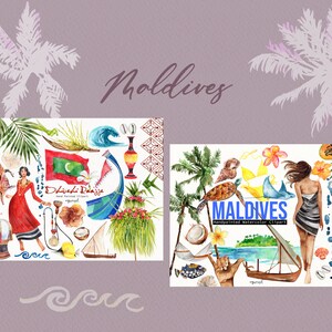 DHIVEHI RAAJJE Maldives, Travel Clipart, Watercolor Tropical Clip Art ...