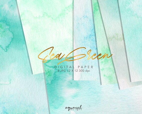 Mint WATERCOLOR DIGITAL PAPER Watercolor Watercolor Paper - Etsy