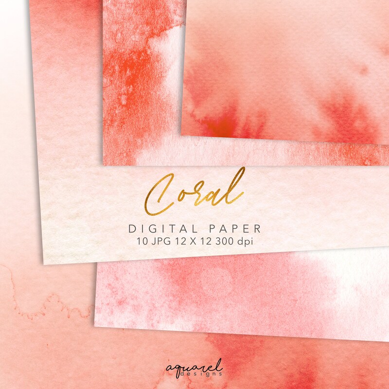 Coral Digital Paper - Etsy