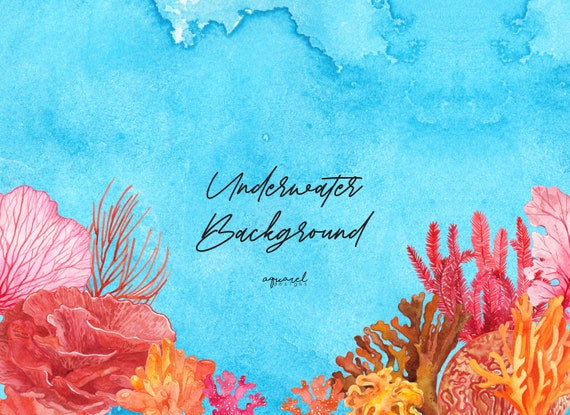 Watercolor Underwater Background Summer Beach Invitation | Etsy