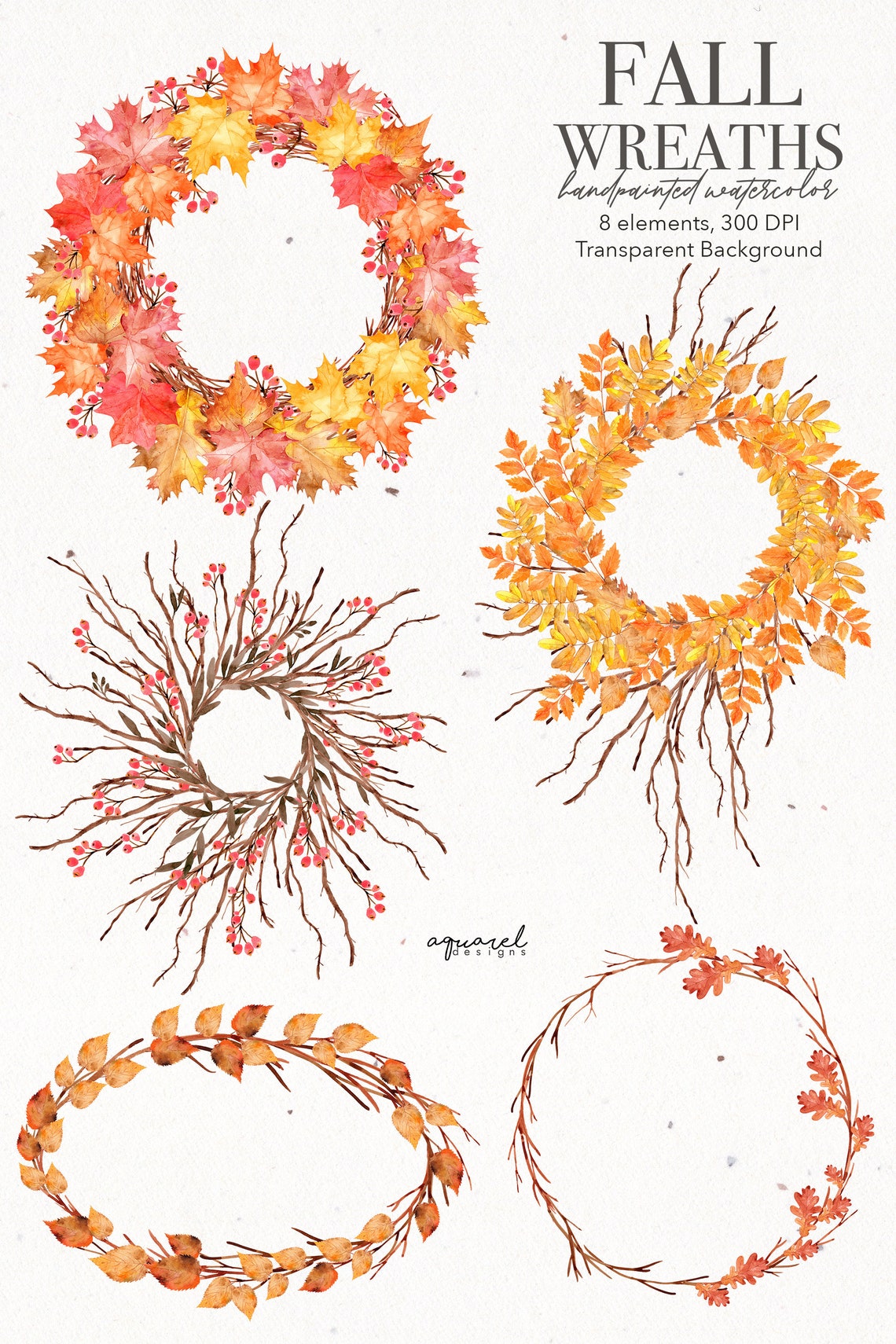 Watercolor Autumn Leaves Clipart Hand Painted Fall Leaf | Etsy