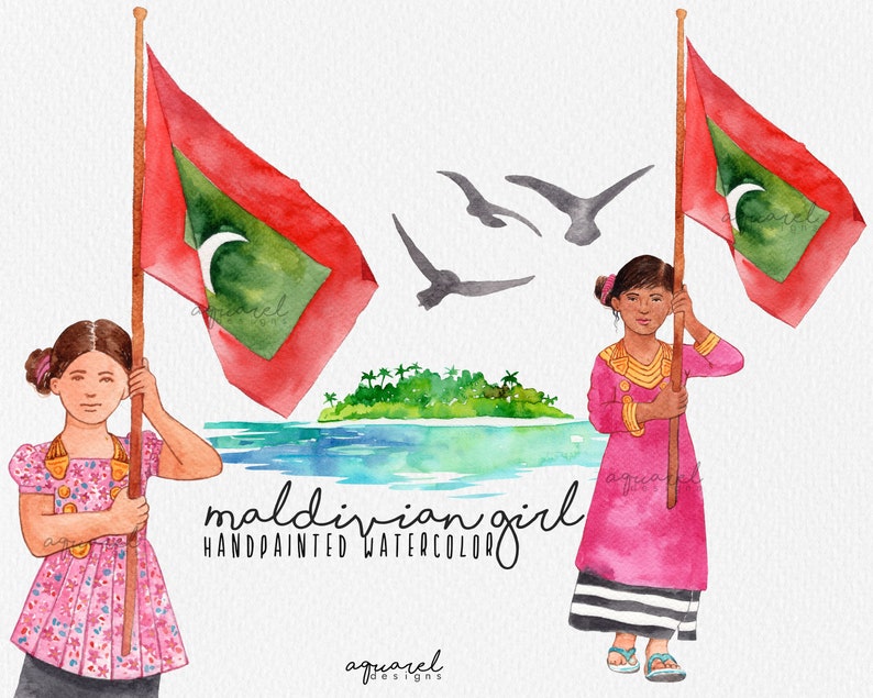 MALDIVIAN GIRL Maldives, Traditional Wear, Flag, Feyli, Raajje, Instant ...