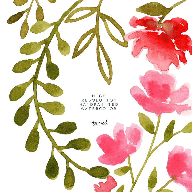Watercolor & Hand Drawn Wildflower Frame Collection Clipart - Etsy