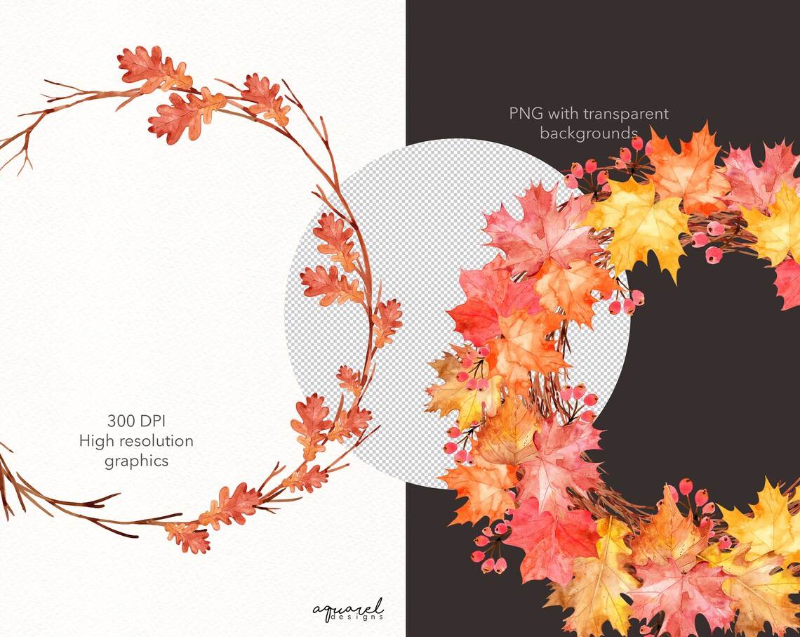 Watercolor Autumn Leaves Clipart Hand Painted Fall Leaf | Etsy