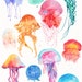 Watercolor Jellyfish Clipart, Jellyfish Download, Underwater Clipart ...