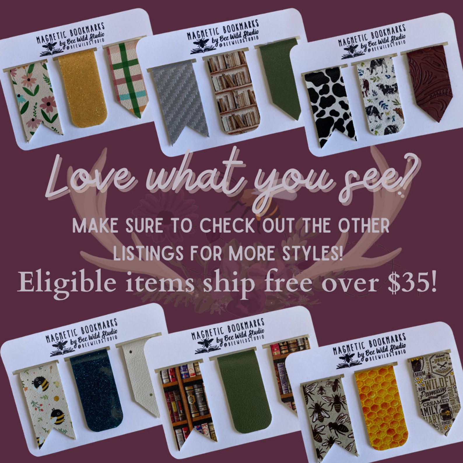 Magnetic Bookmark Faux Leather Bookmark Reading Accessory - Etsy