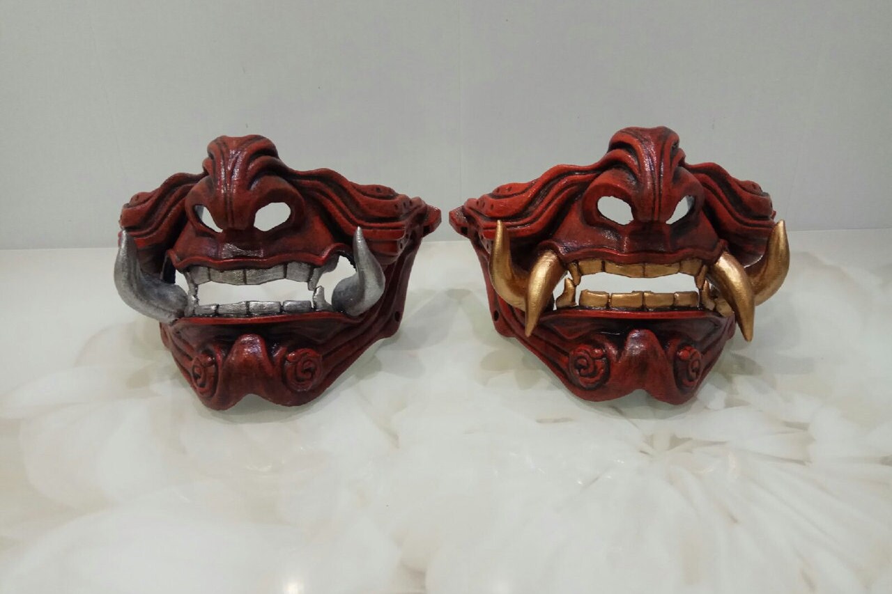 Máscara samurai impresa en 3D pintada a mano | Etsy