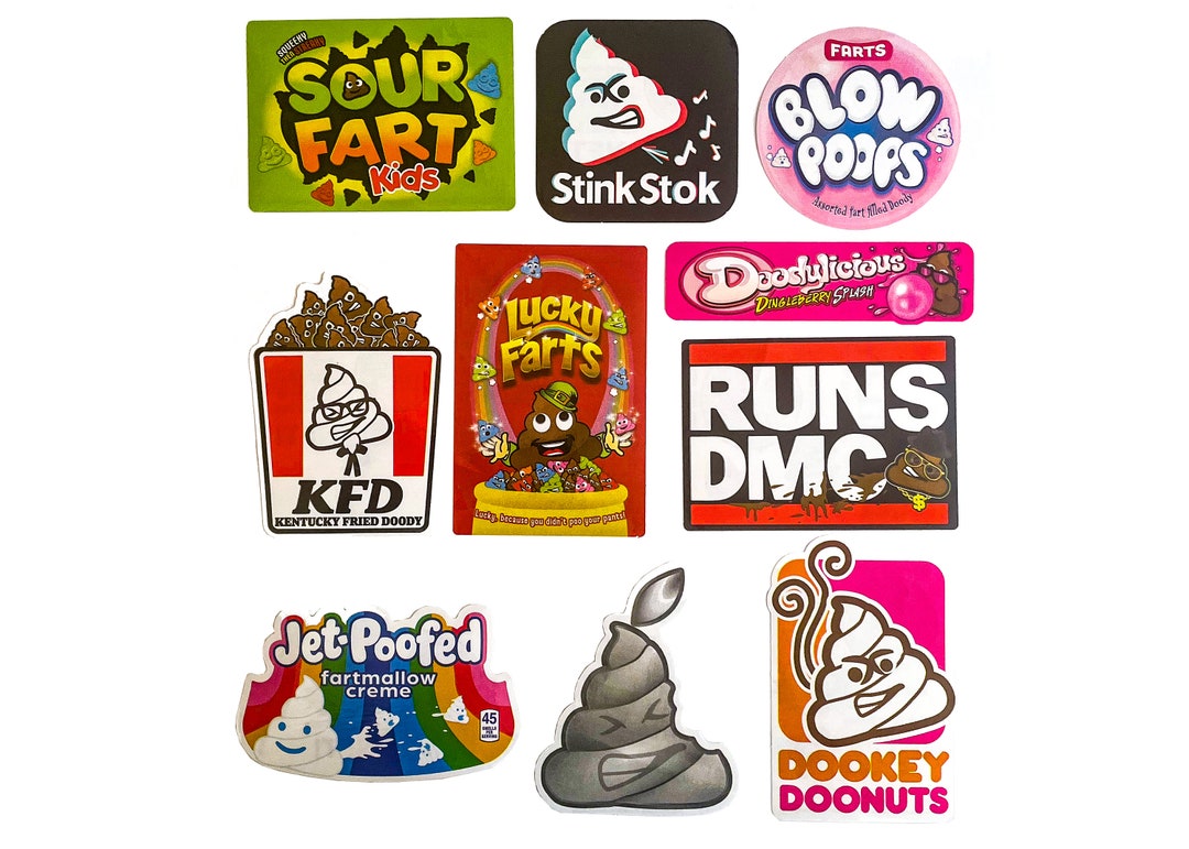 Set of 10 NEW Junk Food Doody Stickers - Poop Emoji - Parody Series 4 ...