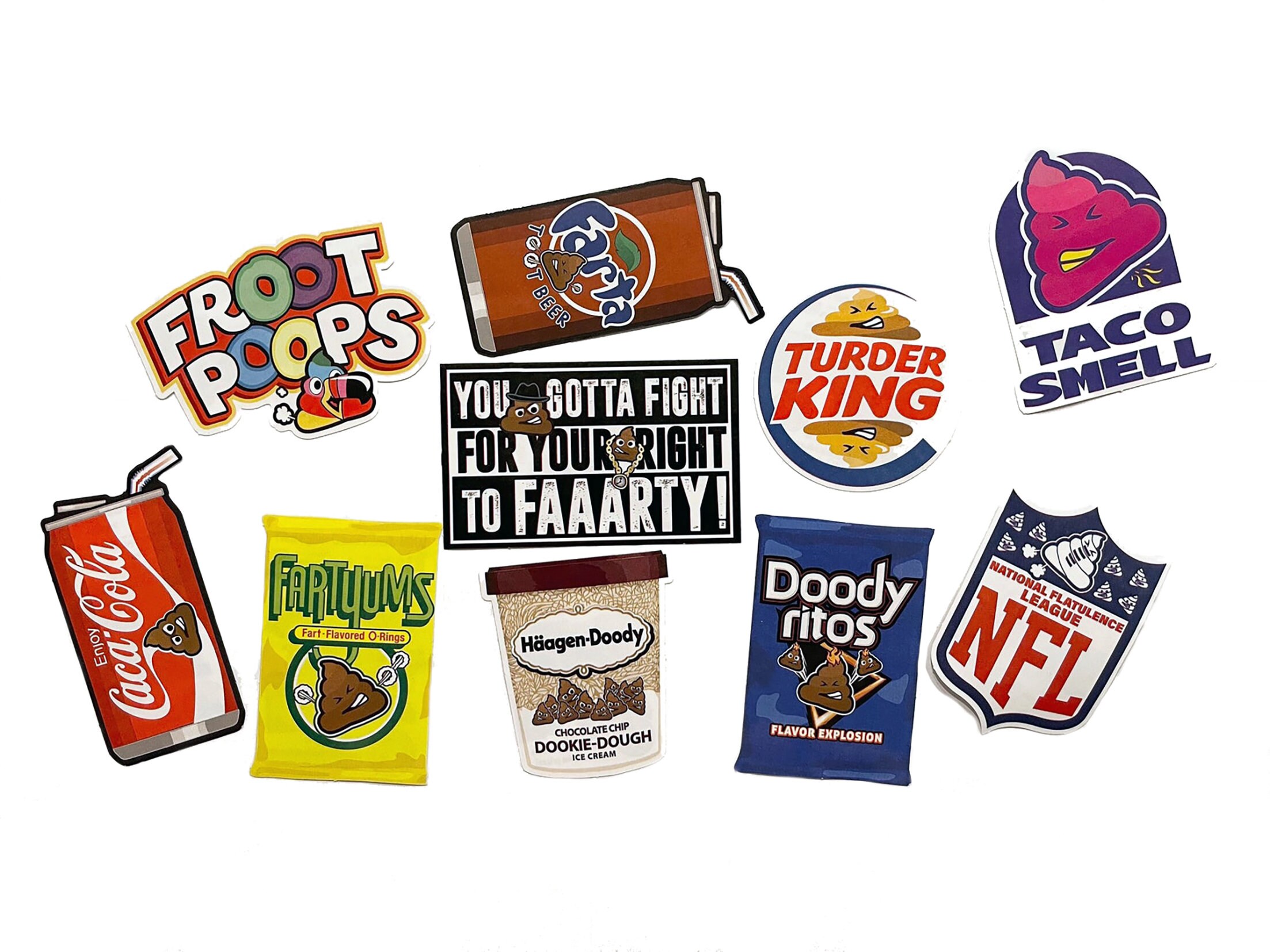 Set of 10 Junk Food Doody Stickers Poop Emoji Parody Series 3 - Etsy ...
