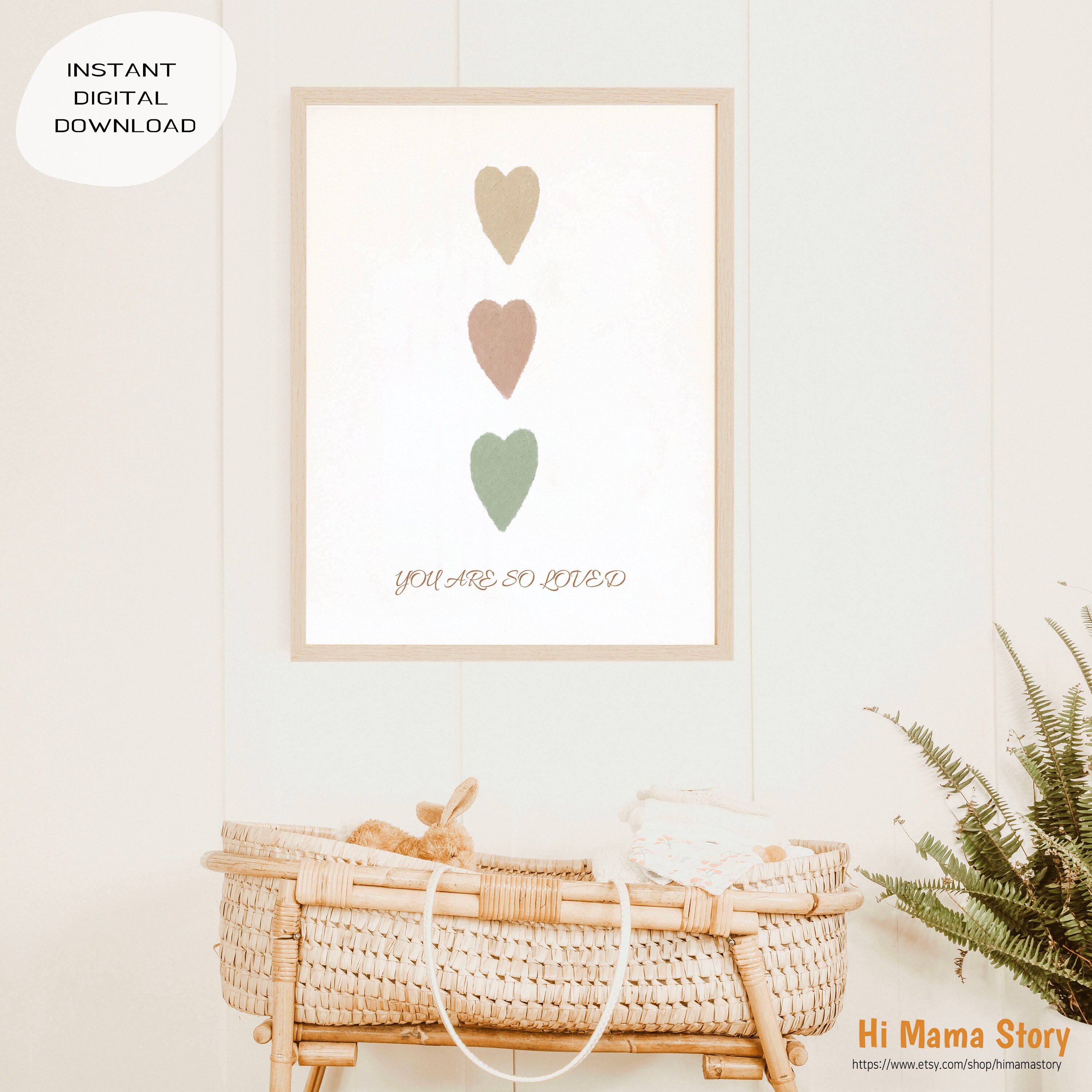 You Are so Loved, Heart Printable Wall Art, Boho Nursery Room Print ...