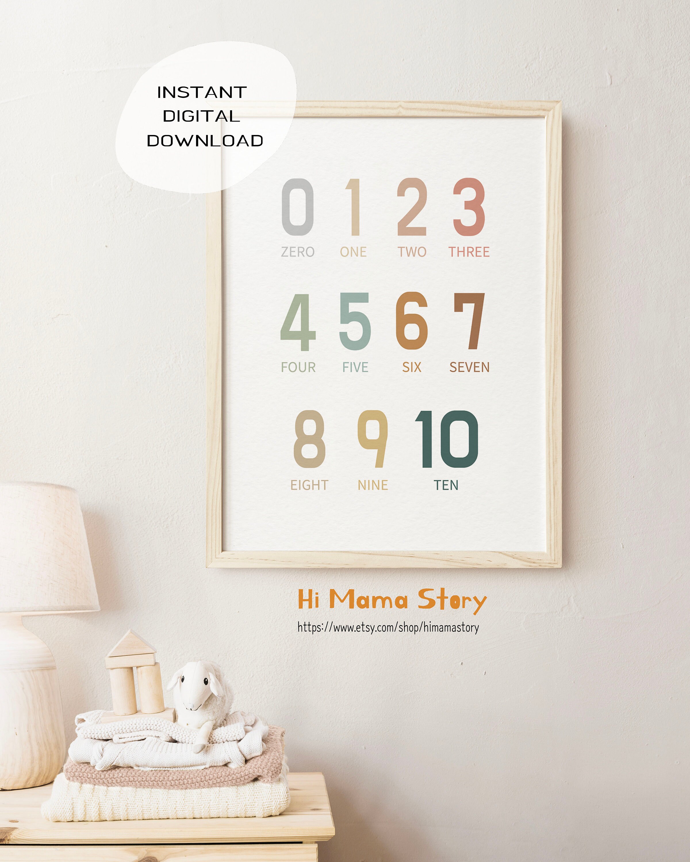 Boho Numbers 0-10 Poster, Printable Educational Poster, Neutral ...
