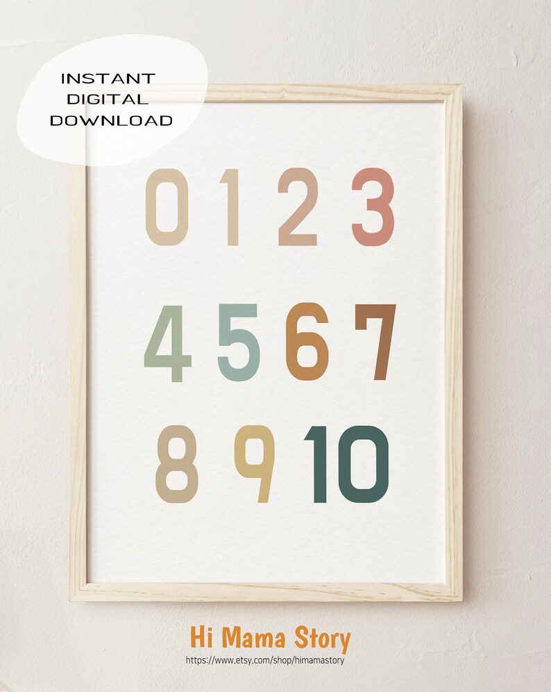 Boho Numbers 0-10 Poster Printable Educational Poster - Etsy