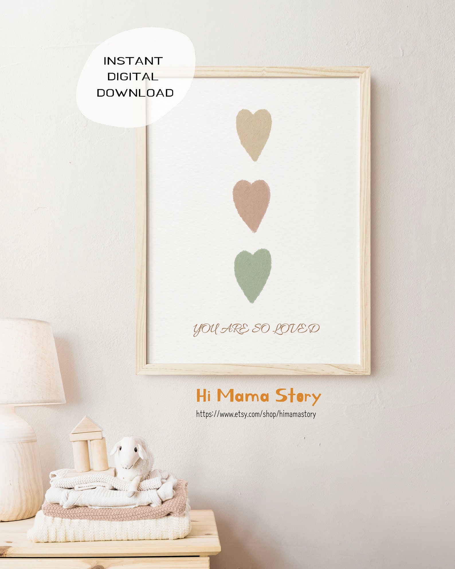 You Are so Loved, Heart Printable Wall Art, Boho Nursery Room Print ...
