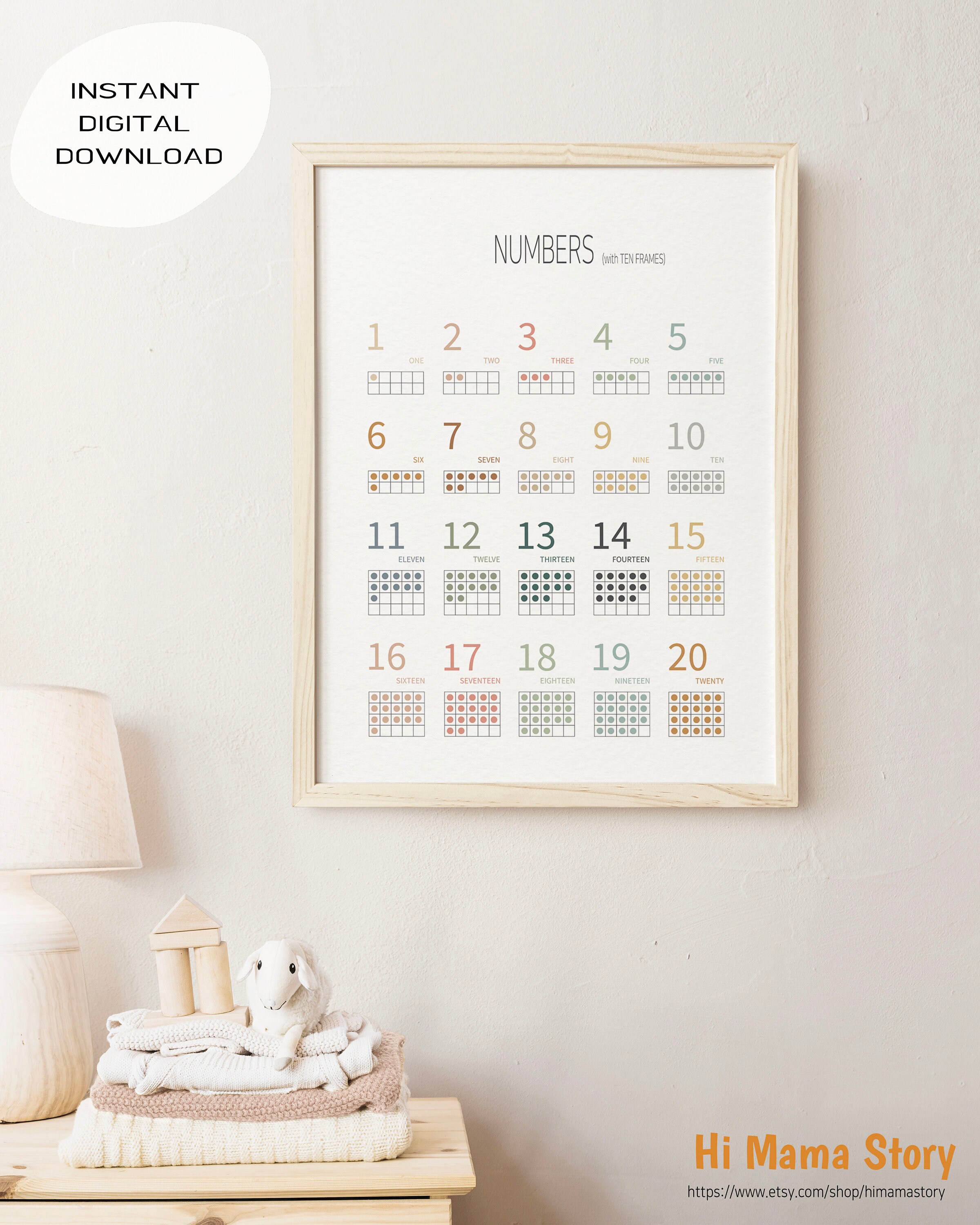 Neutral Numbers With Ten Frame, Learning Numbers 1 - 20, Printable ...