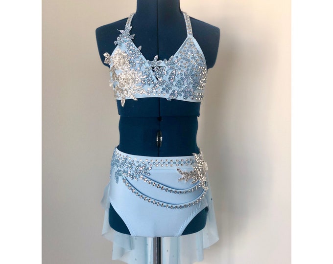 Sky Blue 2 Piece Dance Costume Girls Size 8-10 Years. Solo, Competition ...