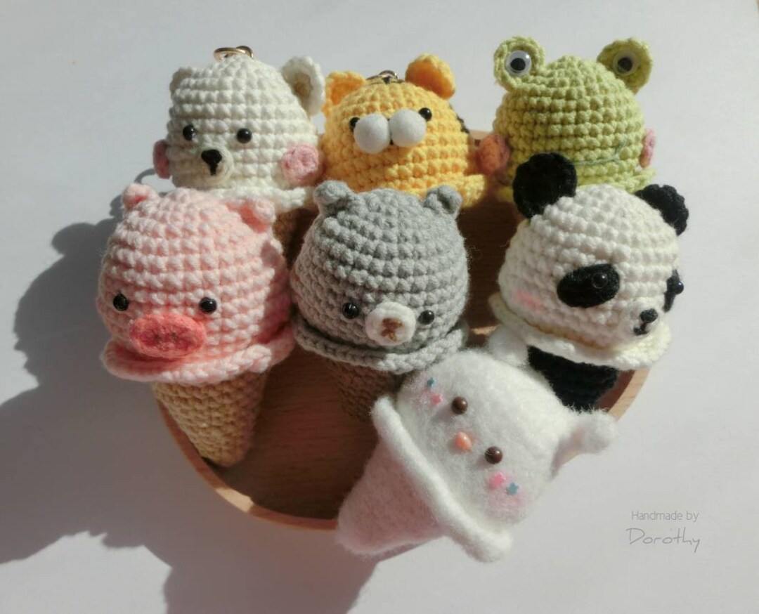 Animal Keychain - Cute Keychain - Handmade Keychain - Fluffy Hanging ...