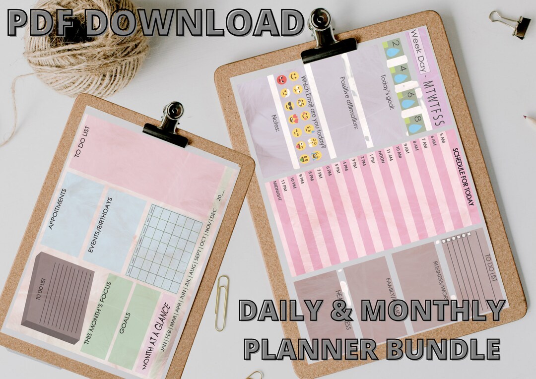 Productivity Planner Printable, Daily Monthly Planner BUNDLE, Printable ...
