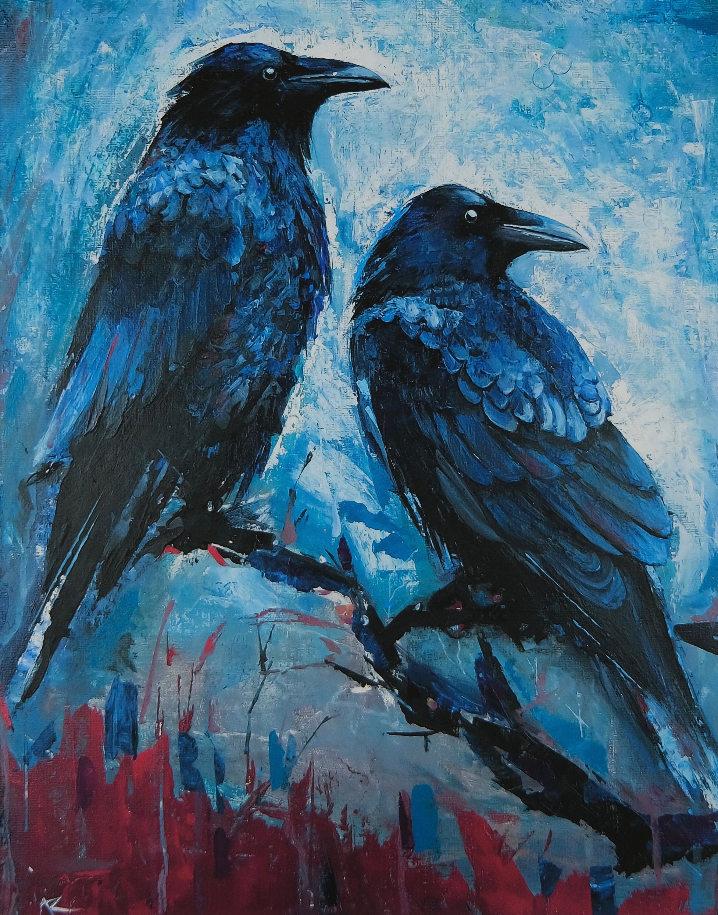 THE RAVENS Raven Print Raven Painting Bird Print Corvids Wildlife Print ...