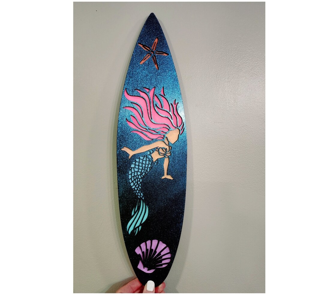 Surf Board Wall Hanging - Mermaid Surf Board - Mermaid Decor - Mermaid ...
